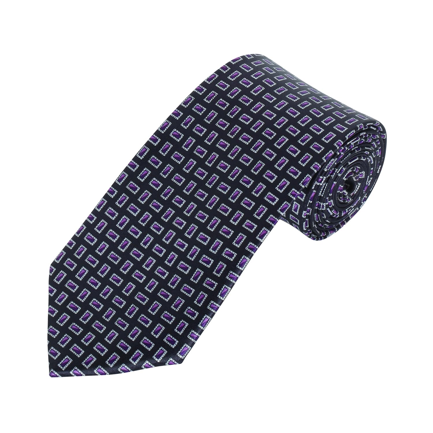 TRIPIN Ties for Men - Black and Purple Jacquard Fabric Neckties for Pa